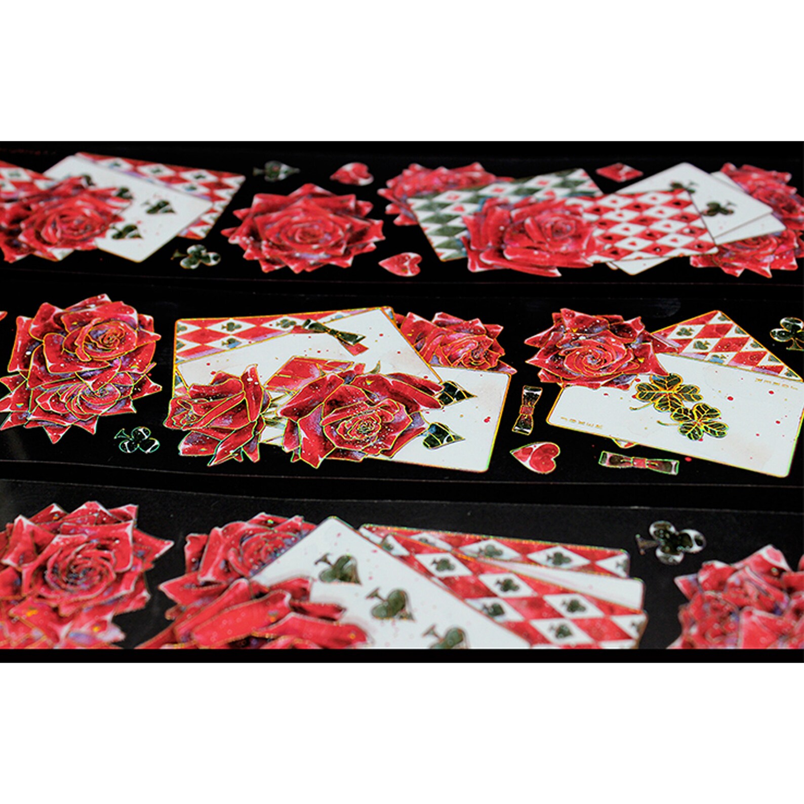 Red Rose Poker Card Themed PET Tape ｜ Card Game Casino Flower Rose Deco ...