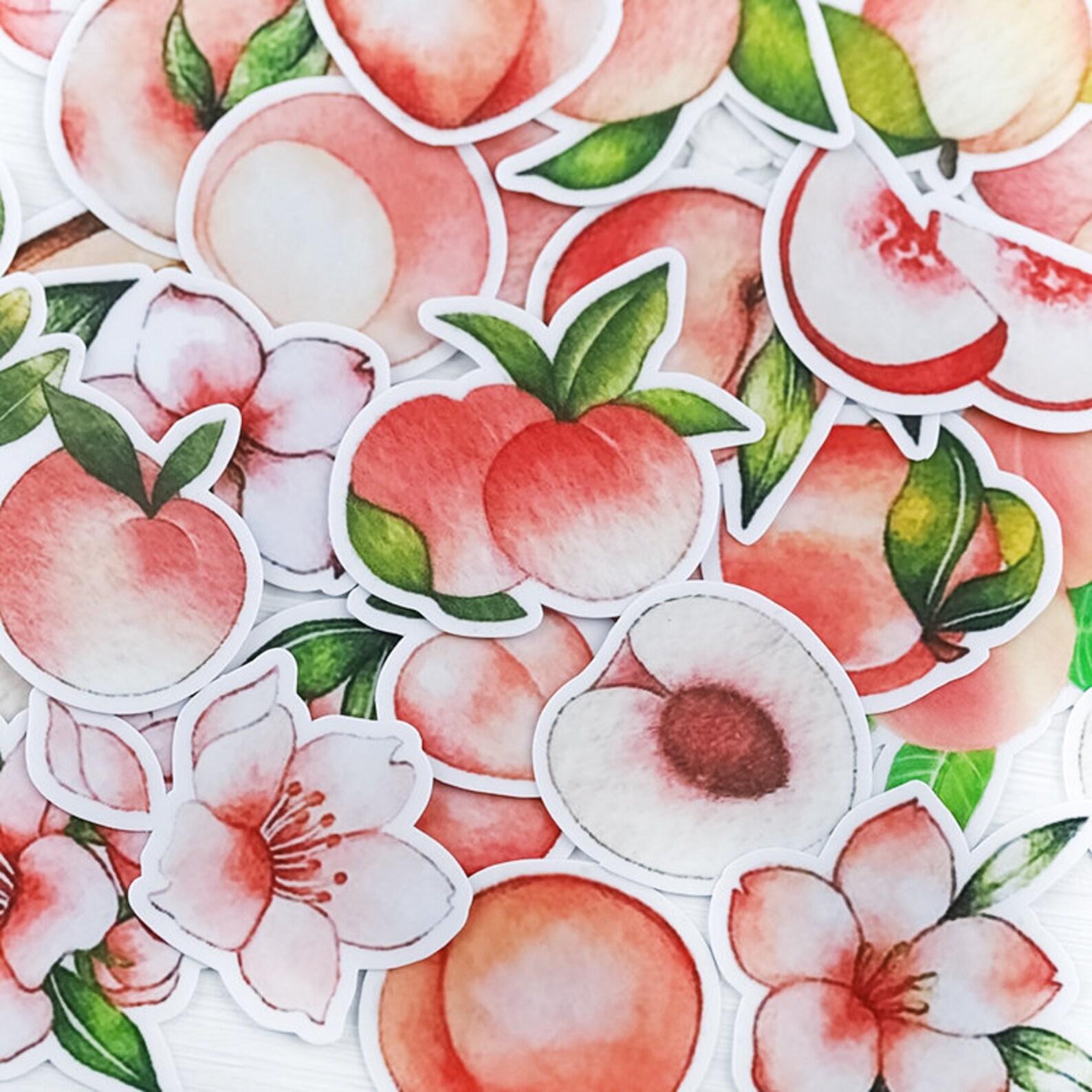 Peach Sticker | Fruit Pink Peaches Plant Sweet Juicy Summer Die Cut ...