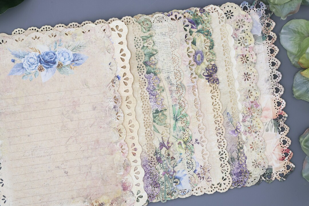 Lace Border Paper Collage Paper | Printed Paper Flower Design ...