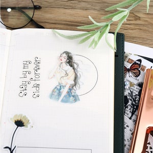 Floral Girl Stickers | Modern Girls Hair Flower Fashion Girl Floral ...