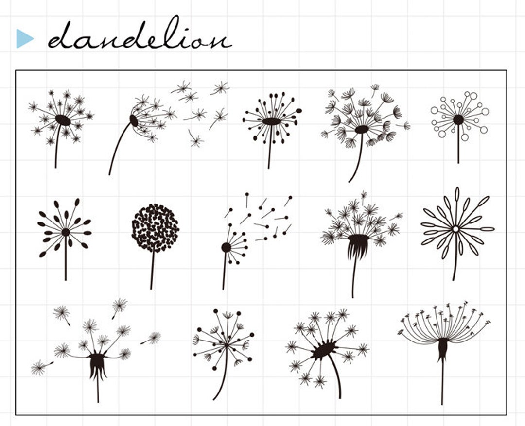 Dandelion Themed Transparent Stamp / Leaves Flowers / Botanicals Rubber ...
