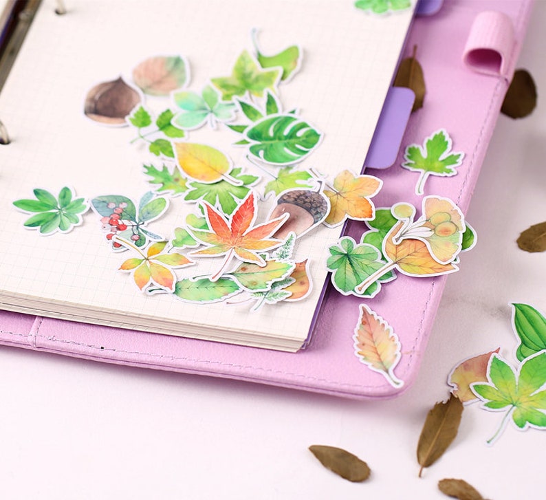 Leaves Sticker Plant Themed Autumn Leave Green Leaves - Etsy