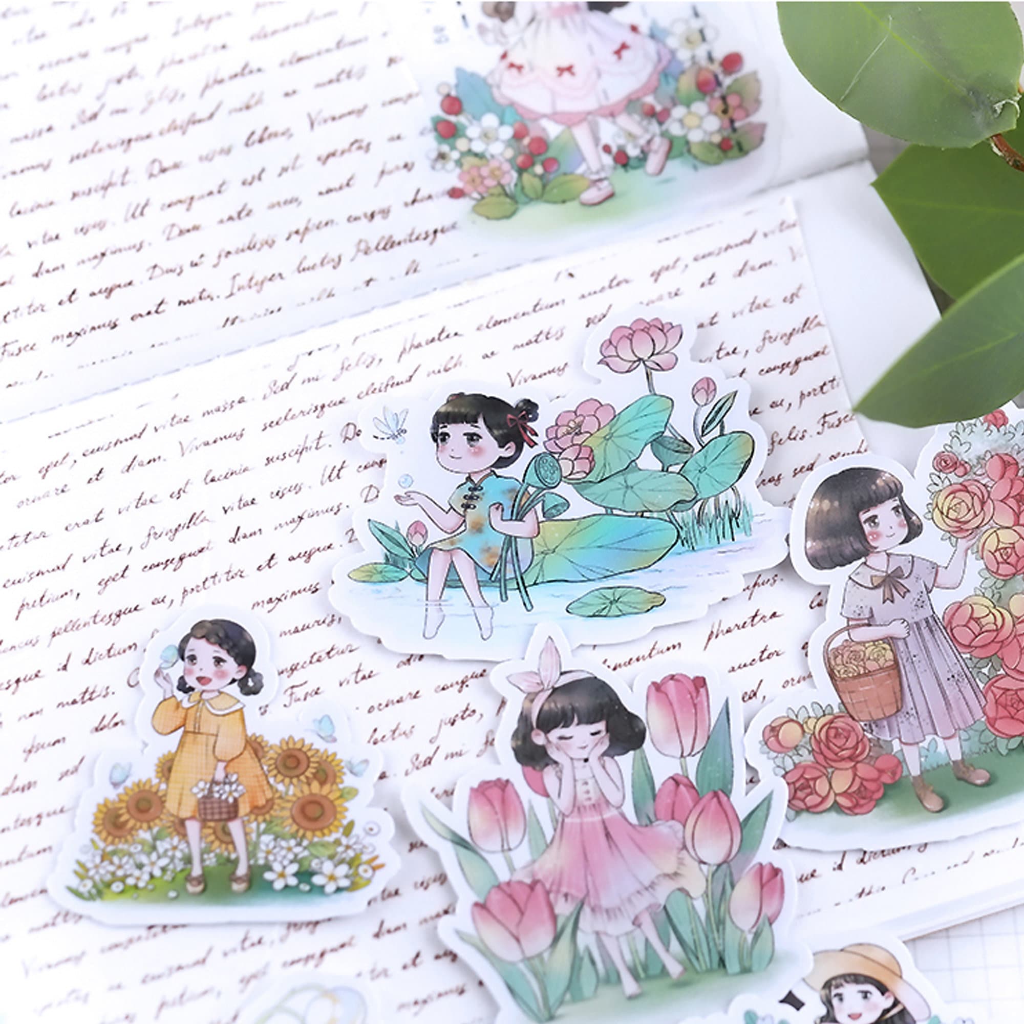 Floral Little Girl Stickers Cute Flower Fairies Girls Flower | Etsy