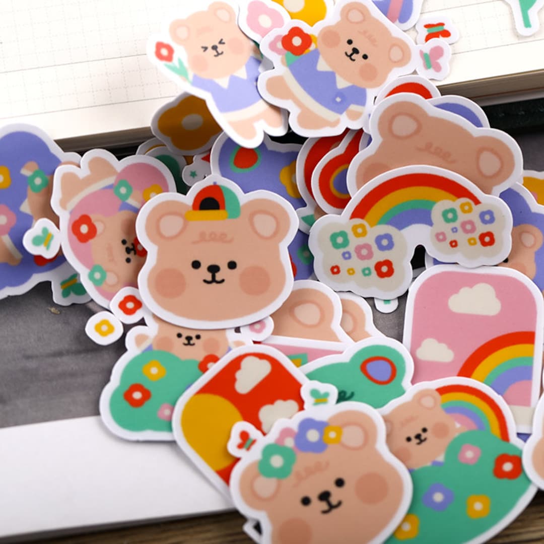 Happy Emoji Bear Stickers| Cute Bear Expression Happy Life, Funny ...