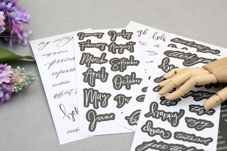 Word Month Sheet Sticker | 12 Sheets Dictionary Letter Phrase ...