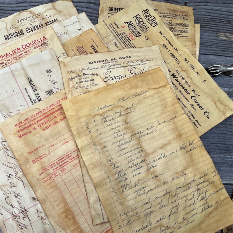 Handmade Coffee Stained Receipt Paper | Retro Invoice Business Coffee ...