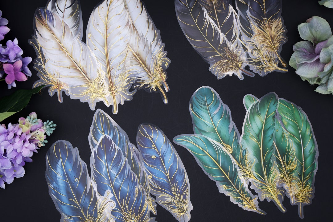 Feather PET Stickers Pack / Magic Feather Themed PET Stickers M02 Be-1 ...