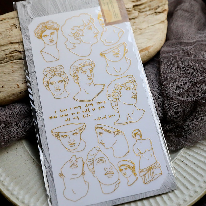 RUB-ON Stickers | Gold David Statue Bust Line Art Classic Greek Bust ...