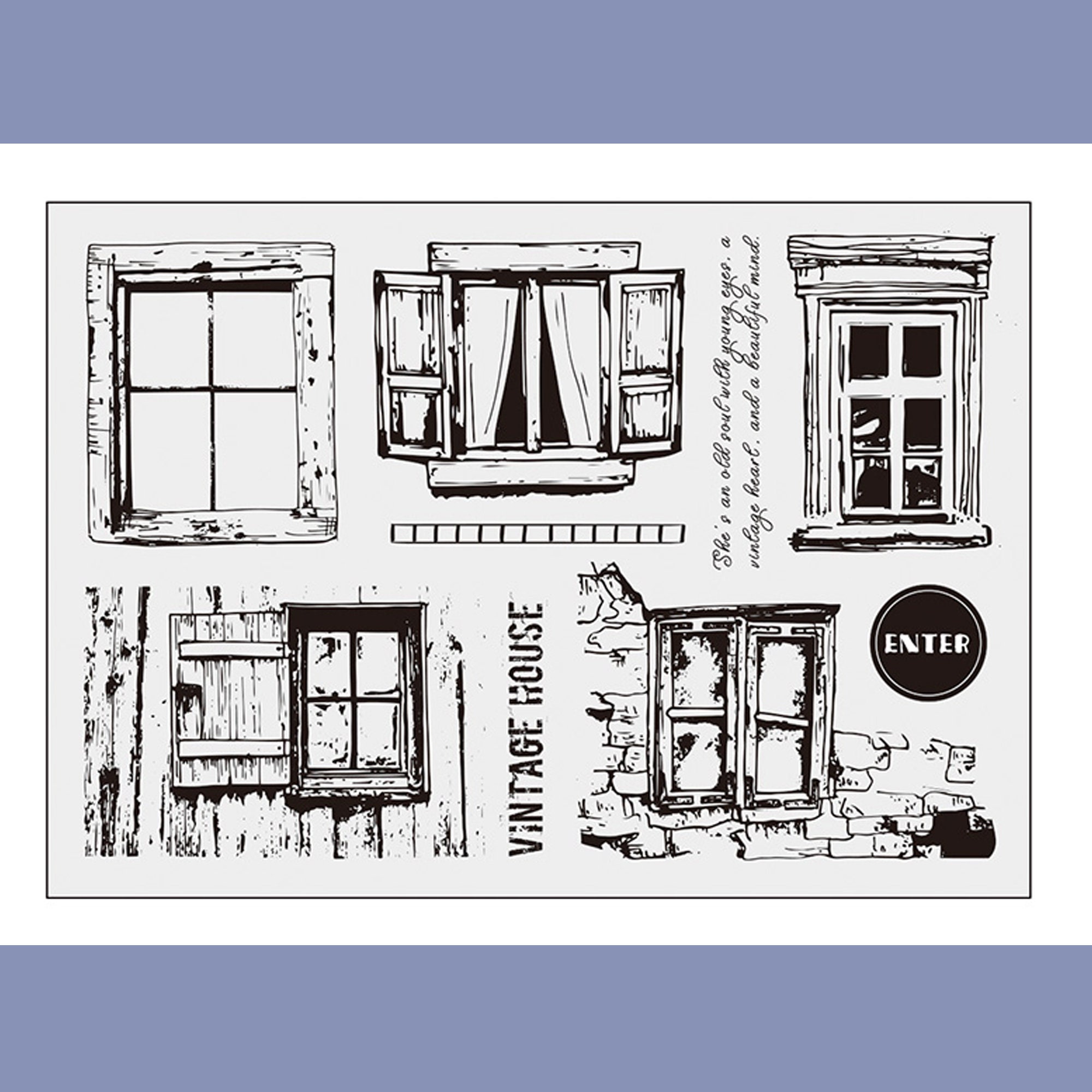 Cling Rubber Stamp Set / Rubber Stamps / Window Vintage - Etsy