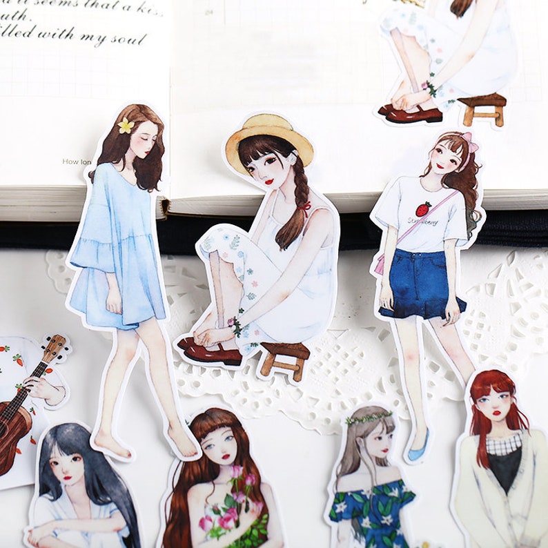 Fashion Girl Stickers | Watercolor Modern Girls Streetwear Style Dress ...
