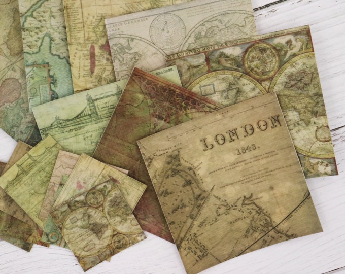 Vintage Map Stickers Vintage World Map Background Paper | Etsy