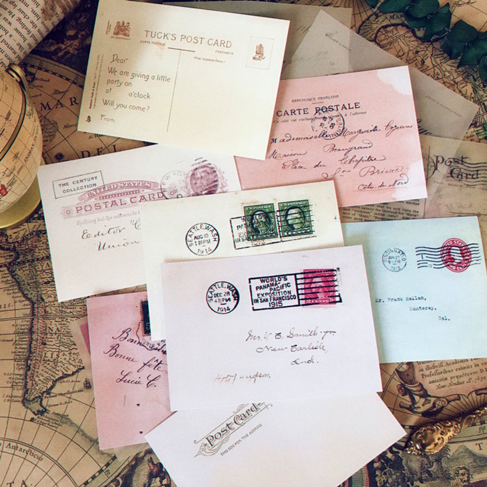 Ephemera Set 16 Sheets Vintage Letter Postcard Themed Paper - Etsy