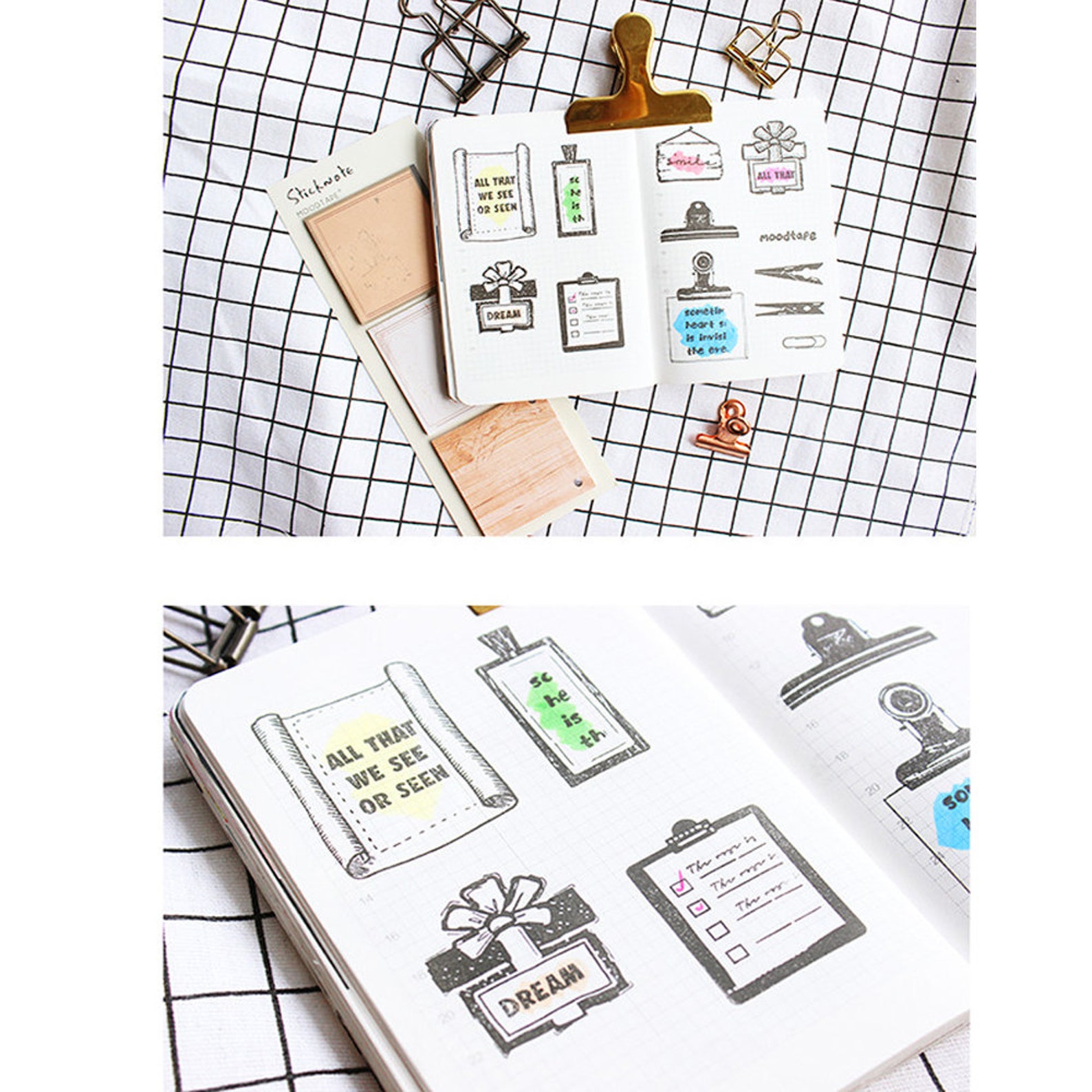 Clear Stamp Set / Clear Stamps /notes Themed Clip Notice Board Message ...