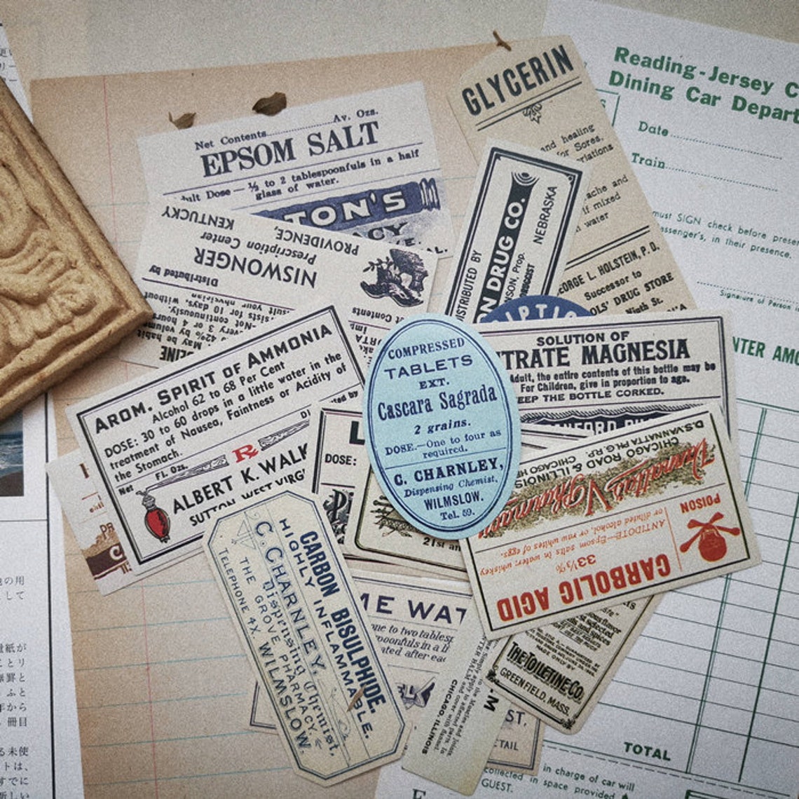 Vintage label ads sticker 16pcs/pack vintage receipt stickers | Etsy