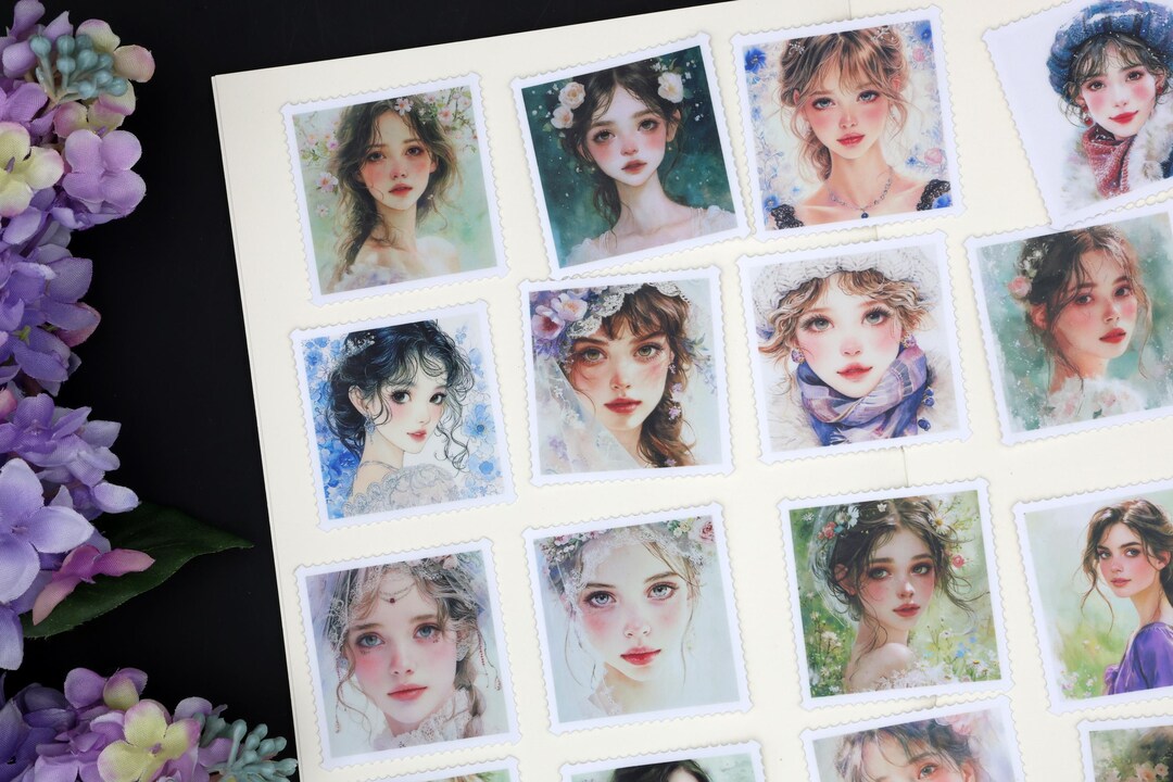Cute Girl Floral Portrait Stickers | Beautiful Girls Portrait Themed ...