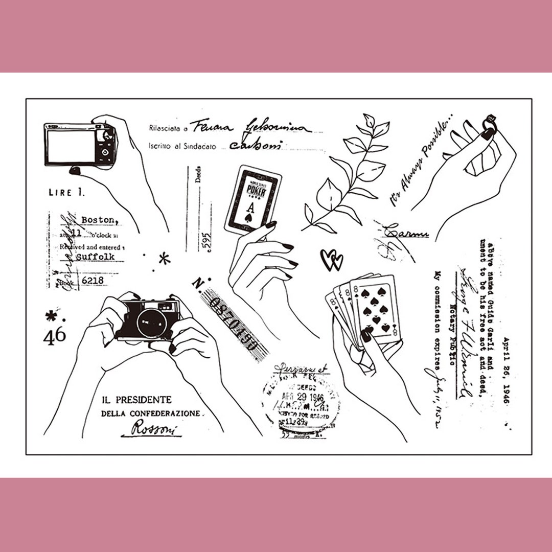 Clear Stamp Set / Clear Stamps /hand Themed Hand With a Book, Letter ...