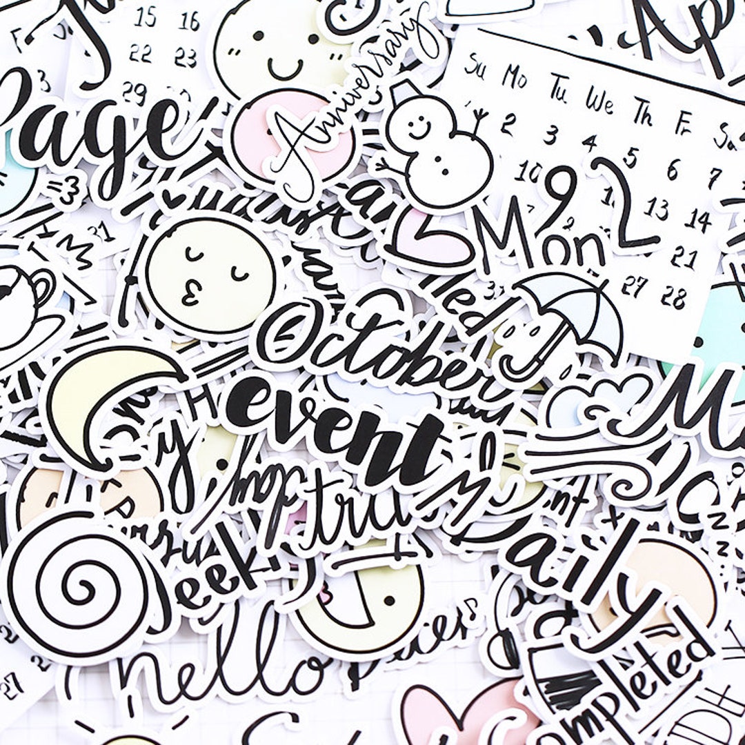 Calligraphy Stickers Emoji Brush Letter Stickers, Quotes Word Stickers ...