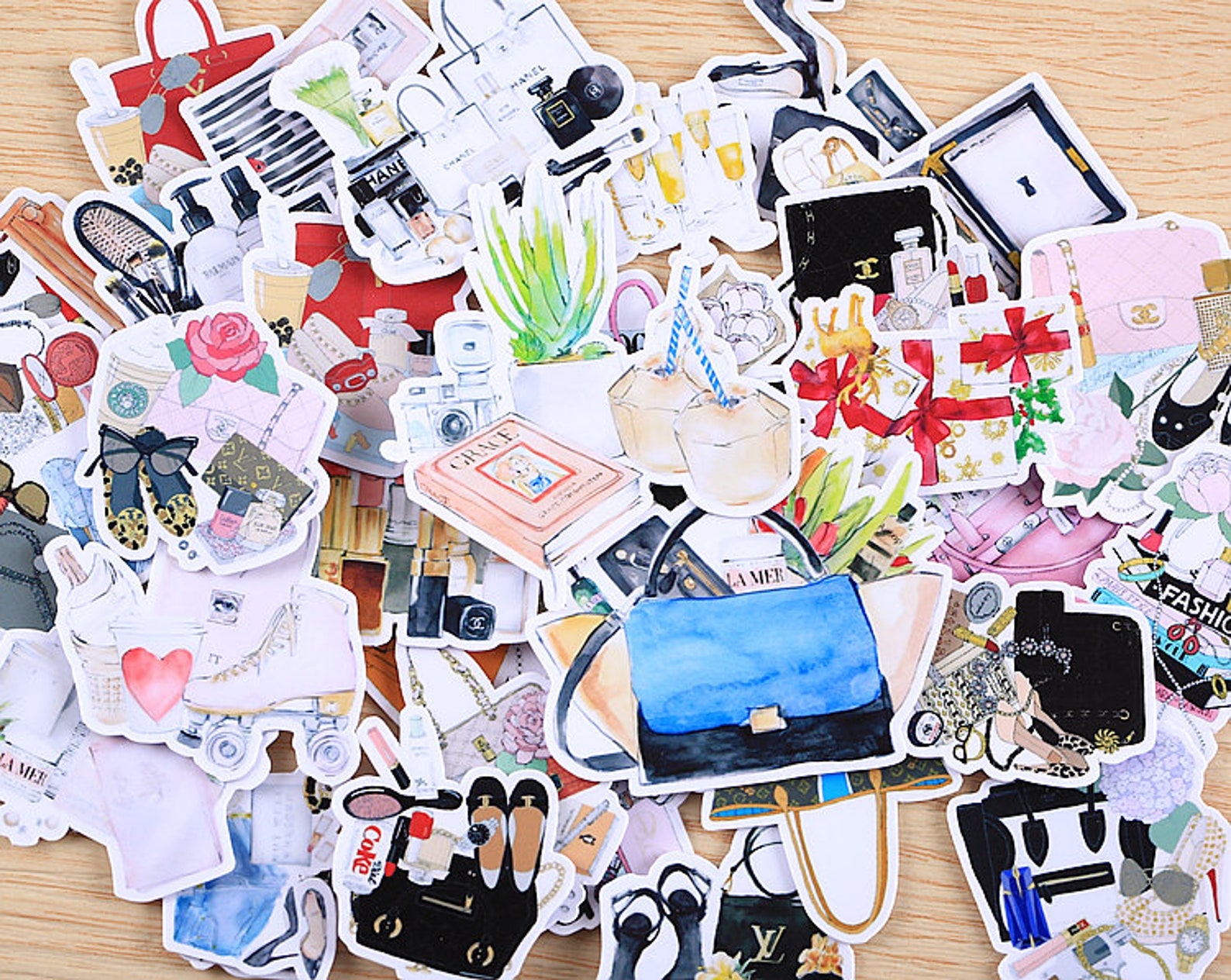 Bags and make up themed Decorative Stickers Die Cut | Etsy