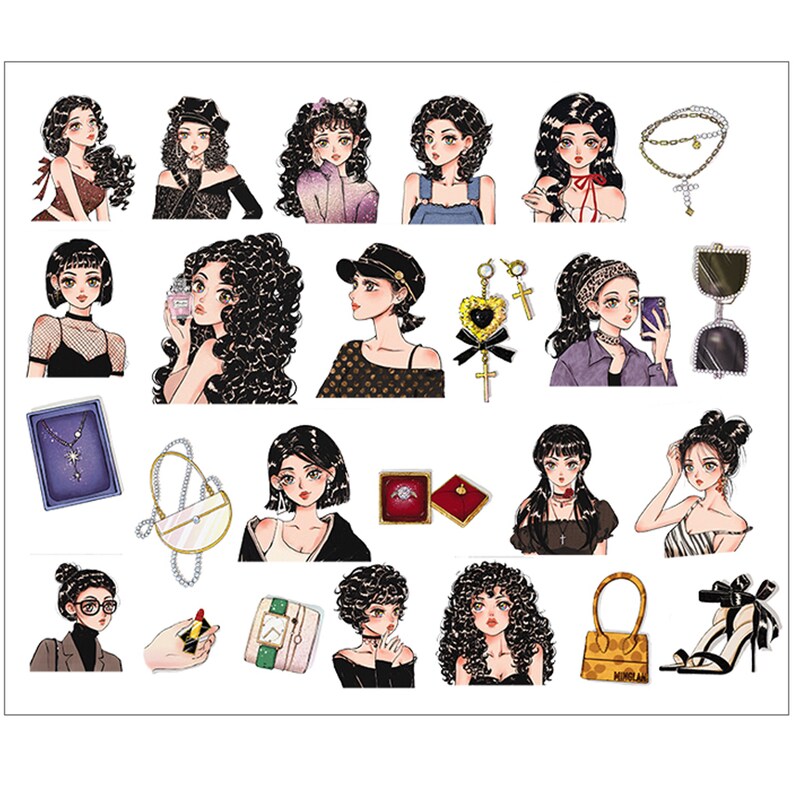 Fashion Girl Stickers Modern Girls Fashion Girl Style Dress - Etsy