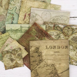Vintage Map Stickers | Vintage World Map Background Paper Stickers ...
