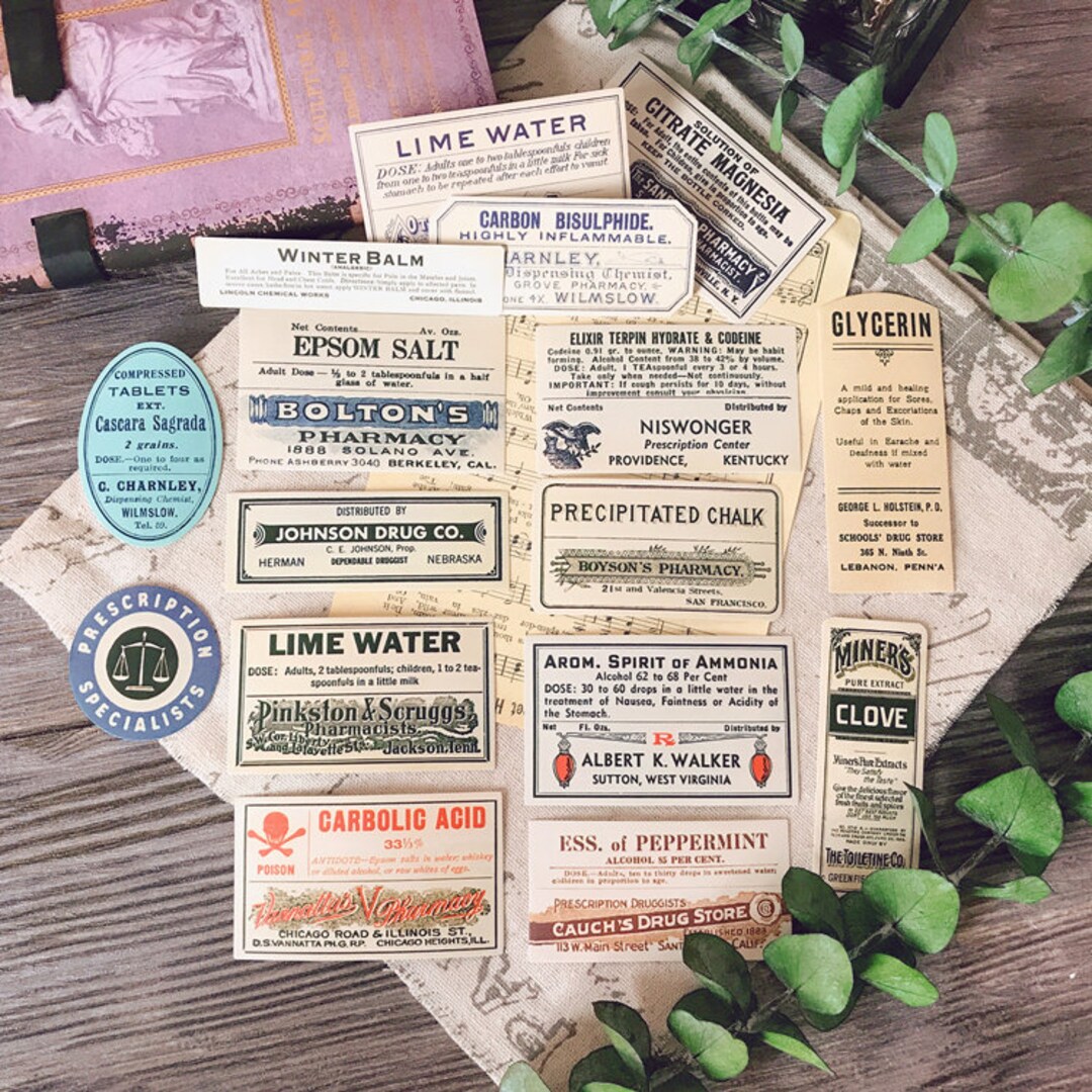 Vintage Label Ads Sticker 16pcs/pack Vintage Receipt Stickers , Junk ...