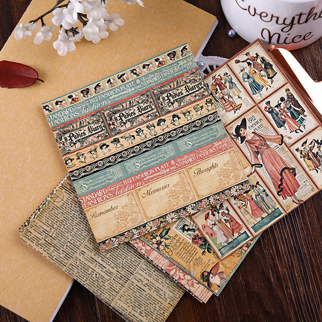 Vintage Woman Poster Pattern Stickers | Vintage Magazine Flower Collage ...