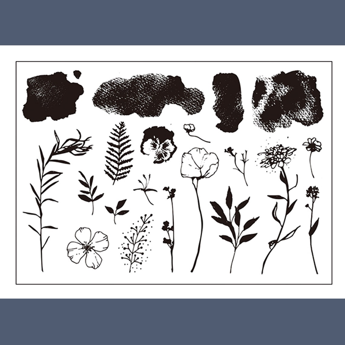 Clear Stamp Set / Clear Stamps / Flower Plant Branches and - Etsy