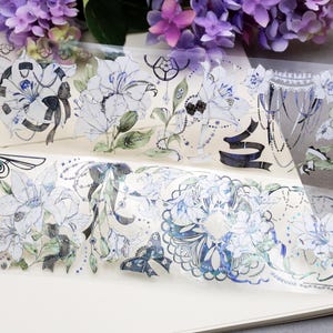 Lily Flower Lace PET Tape ｜blue Lily Flower Lace PET Tape M04 Wt-16 - Etsy
