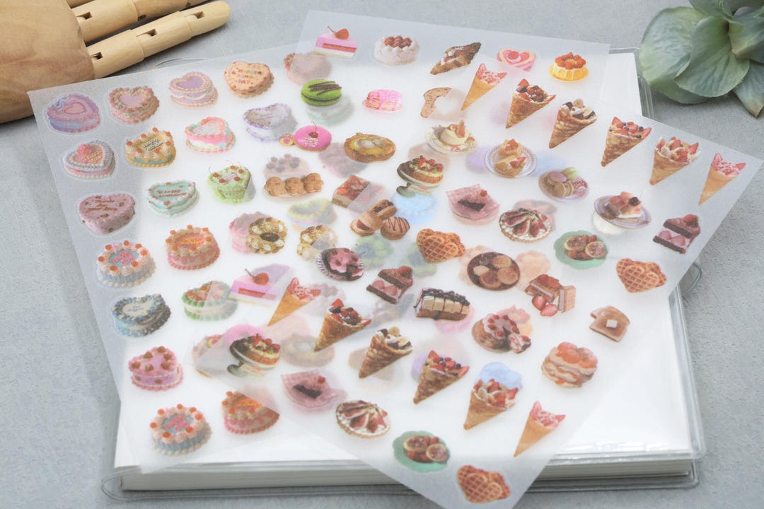 Japanese Sweets Cake Food Flash Sand PET Stickers | Cake Sweets Crepes ...