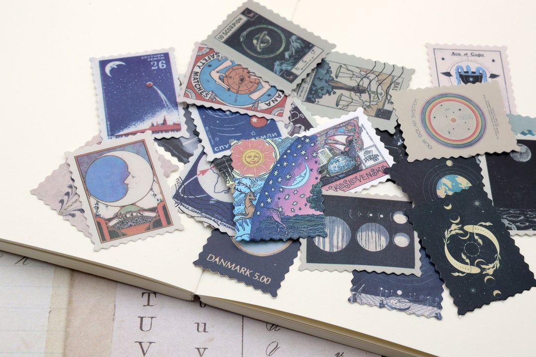 46pcs | Star Moon Planet Space Earth Galaxy Stamps Stickers | Various ...