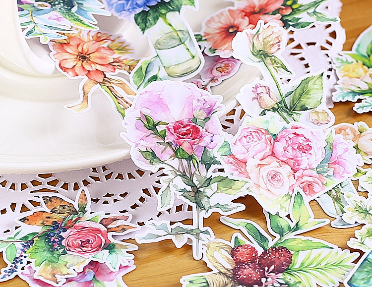 Flower Stickers Floral Wreath Plants Themed Decorative | Etsy