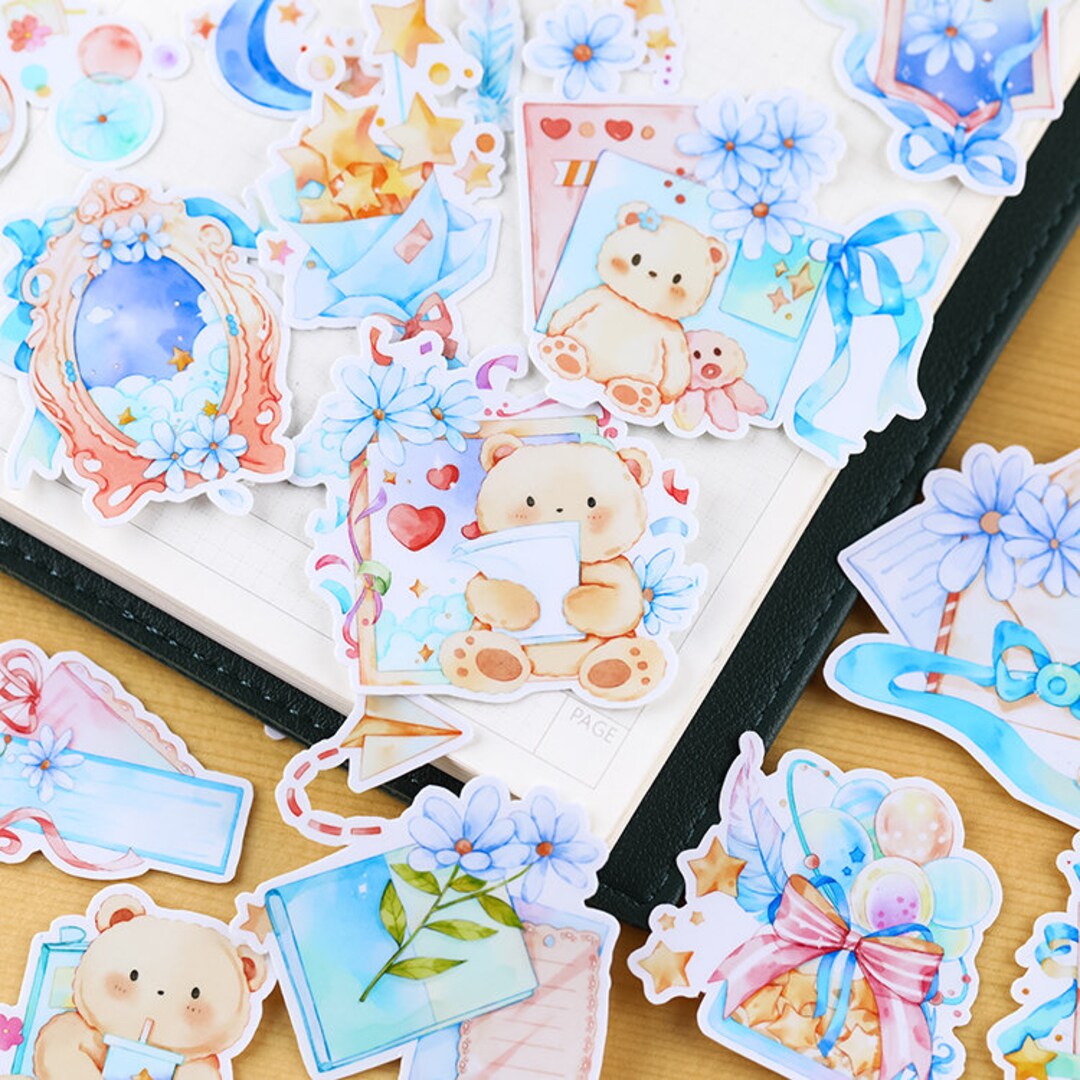 Cute Teddy Bear Watercolor Cute Design Themed Stickers, Die Cut ...
