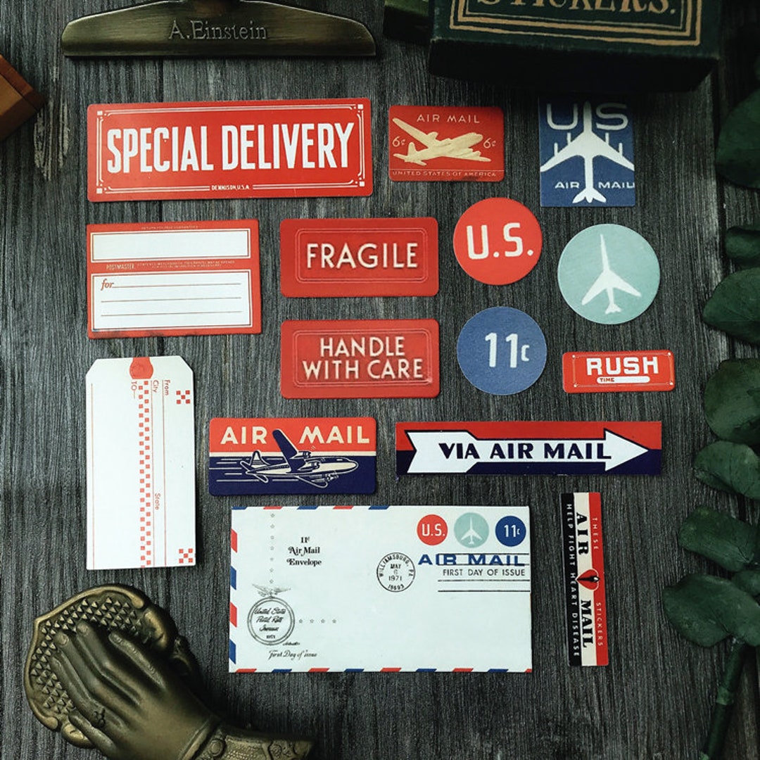 Vintage Air Mail Postage Aeroplane Ephemera Pack US Shipment Decorative ...
