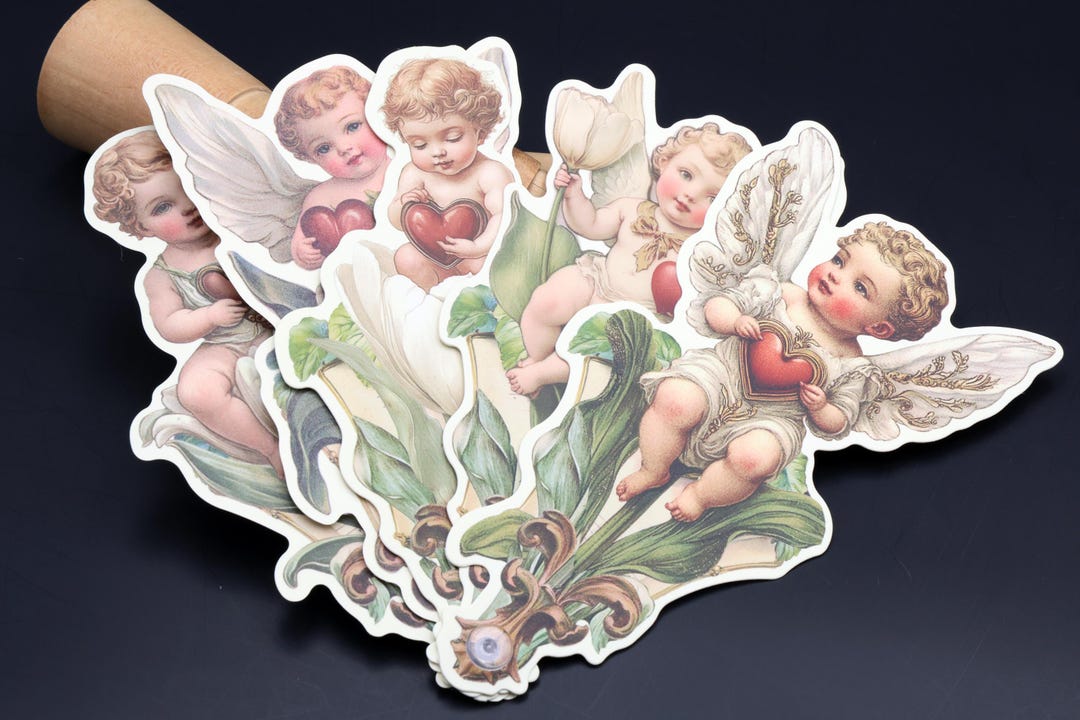 Cardstock Baby Angel Bookmarks Fan | Die-cuts Angel Heart Art Bookmark ...