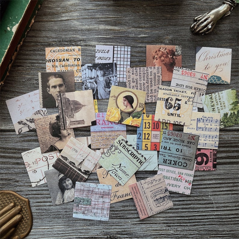 Vintage Receipt Collage Stickers- Collage Sticker Receipt Style ...