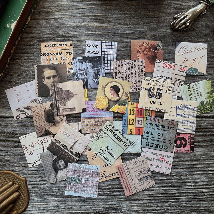 Vintage Receipt Collage Stickers- Collage Sticker Receipt Style ...
