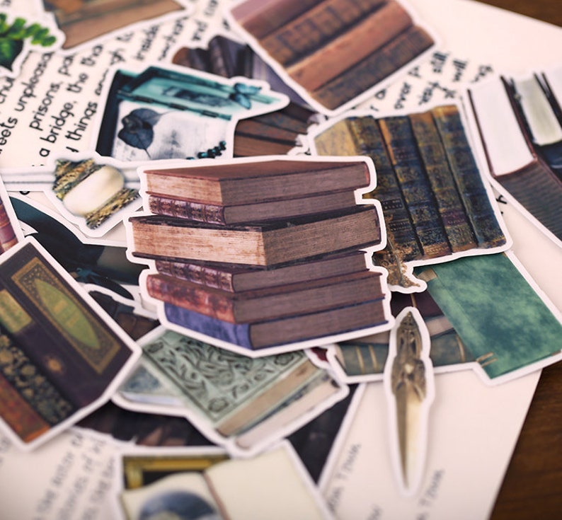 Vintage Book Letter Stickers Dictionary Bible Notebook Flower Stickers ...