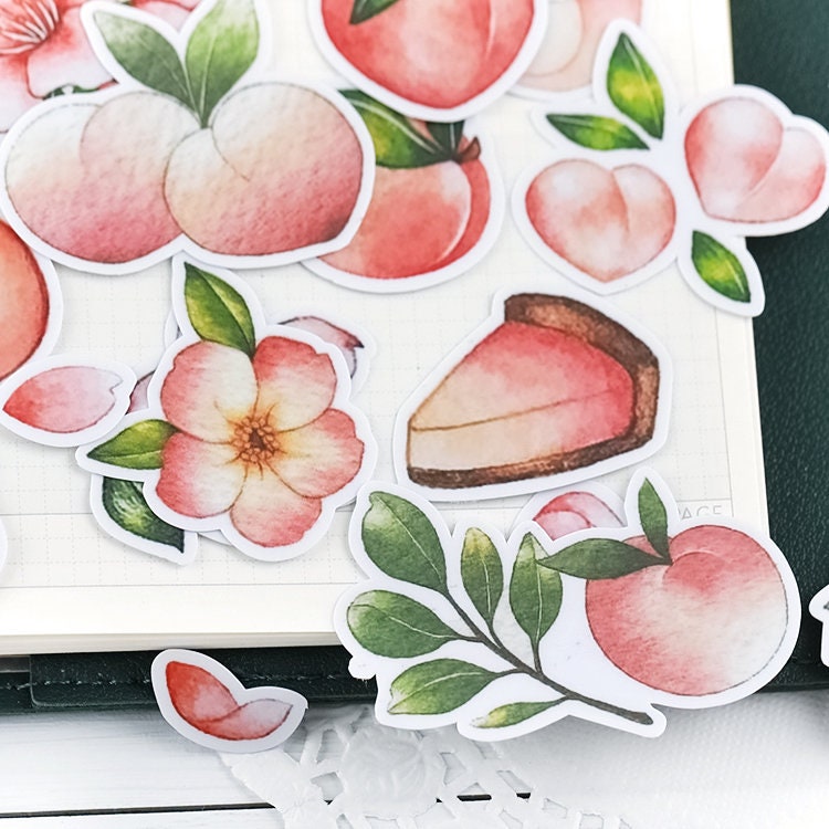 Peach Sticker | Fruit Pink Peaches Plant Sweet Juicy Summer Die Cut ...