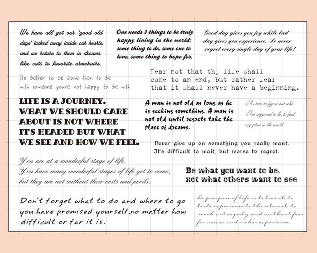 Clear Stamp Set / Clear Stamps / Quotes Calligraphy Themed Transparent ...