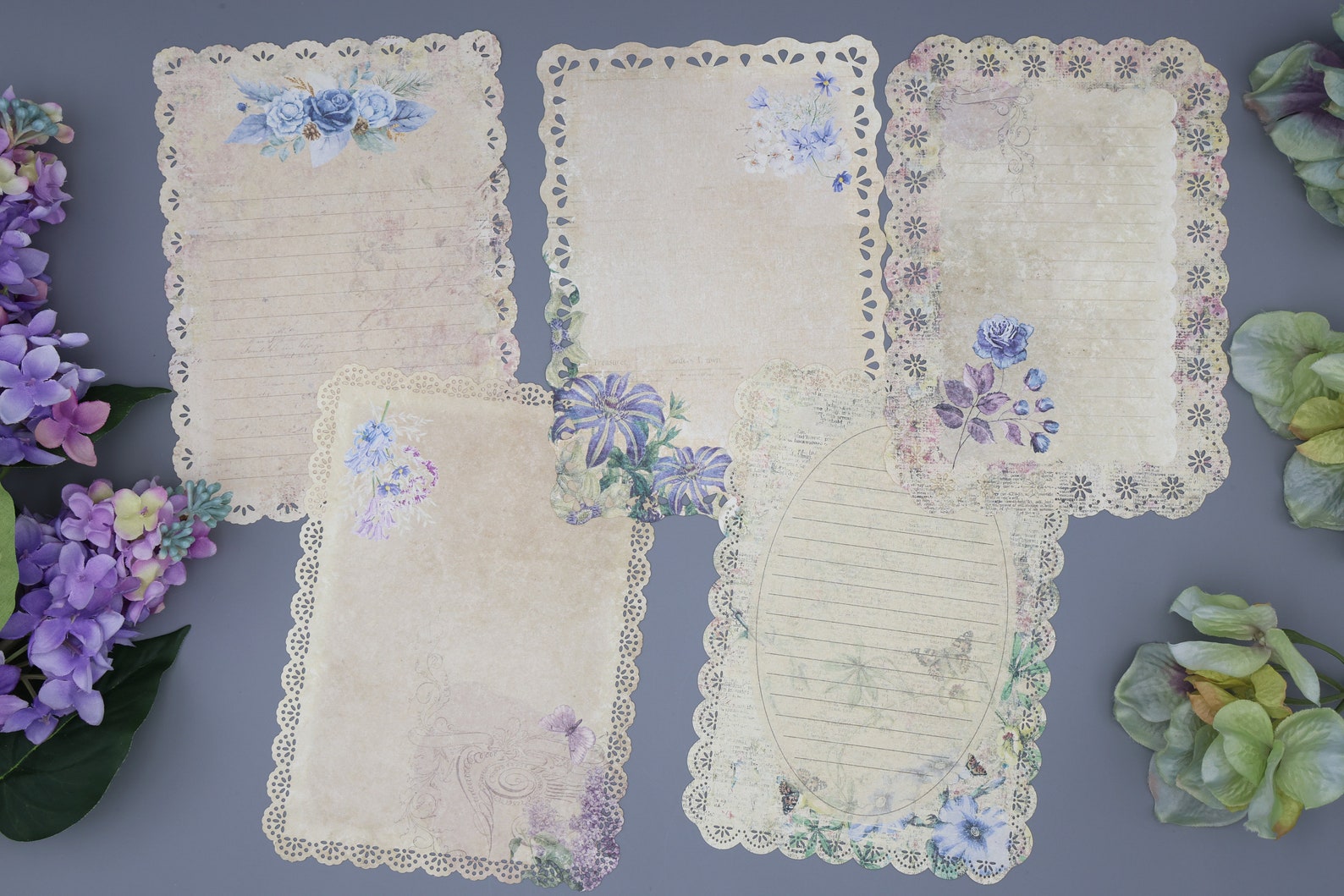 Lace Border Paper Collage Paper | Printed Paper Flower Design ...