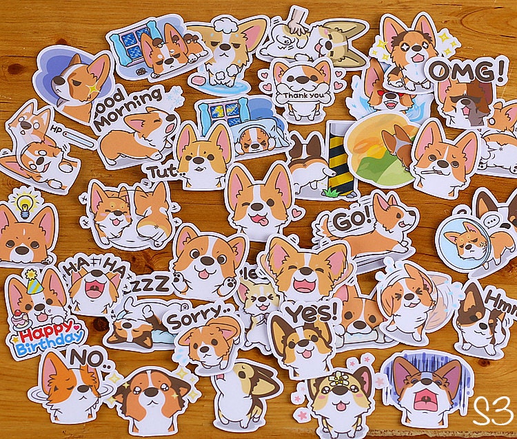 Cute Corgi Dog Themed Sticker Die Cut Stickers Pet Stickers | Etsy