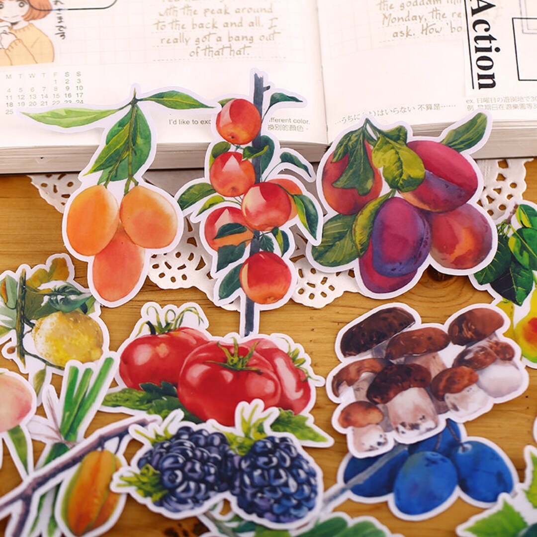 Fruit Watercolor Mango Strawberry Blueberry Peach Tomato Litchi Cherry ...