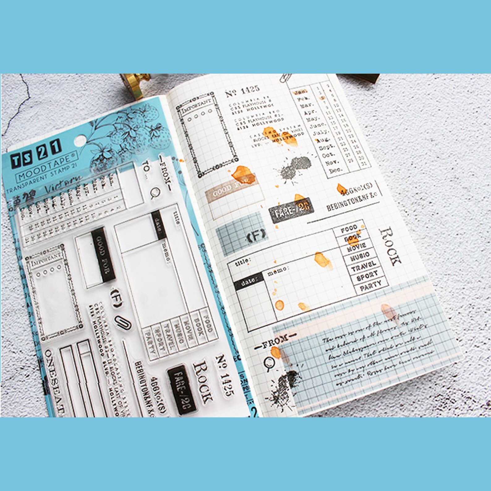 Clear Stamp Set / Clear Stamps / Bill Receipt Date Vintage Note Card ...