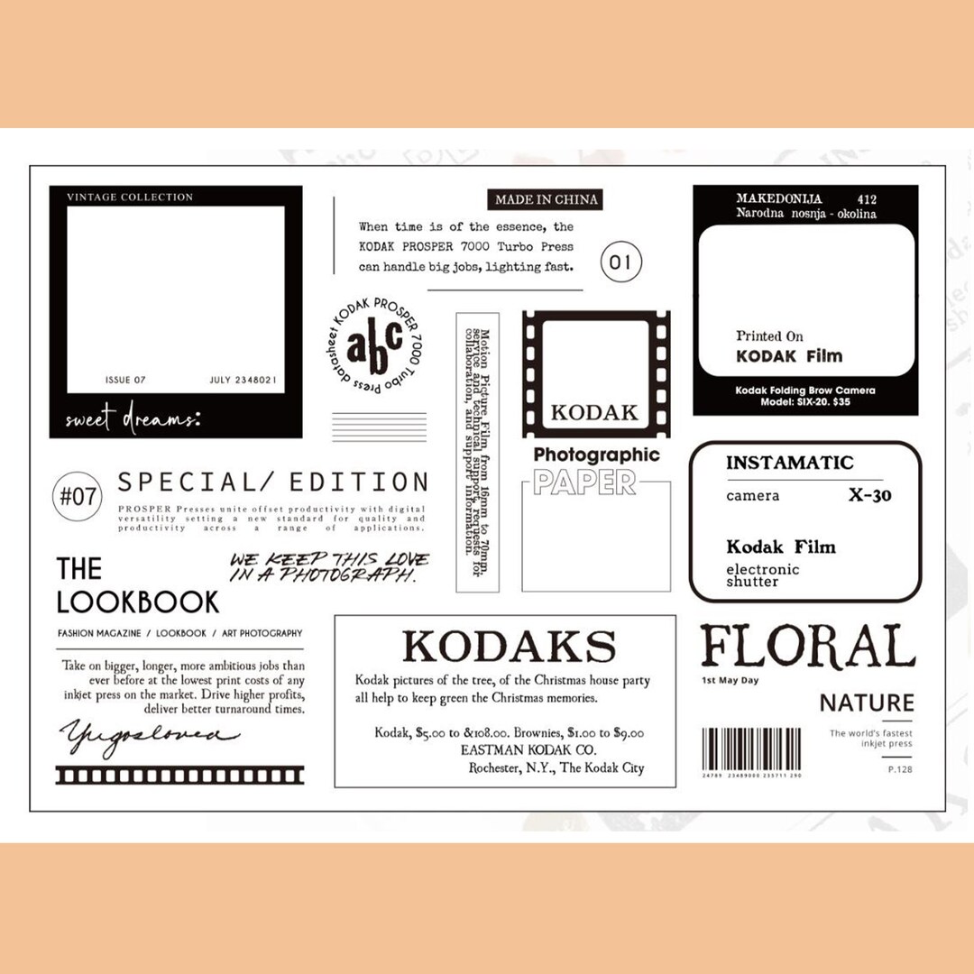 Clear Stamp Set /clear Stamps / Film Frame Kodak Vintage Filmstrip Lens ...