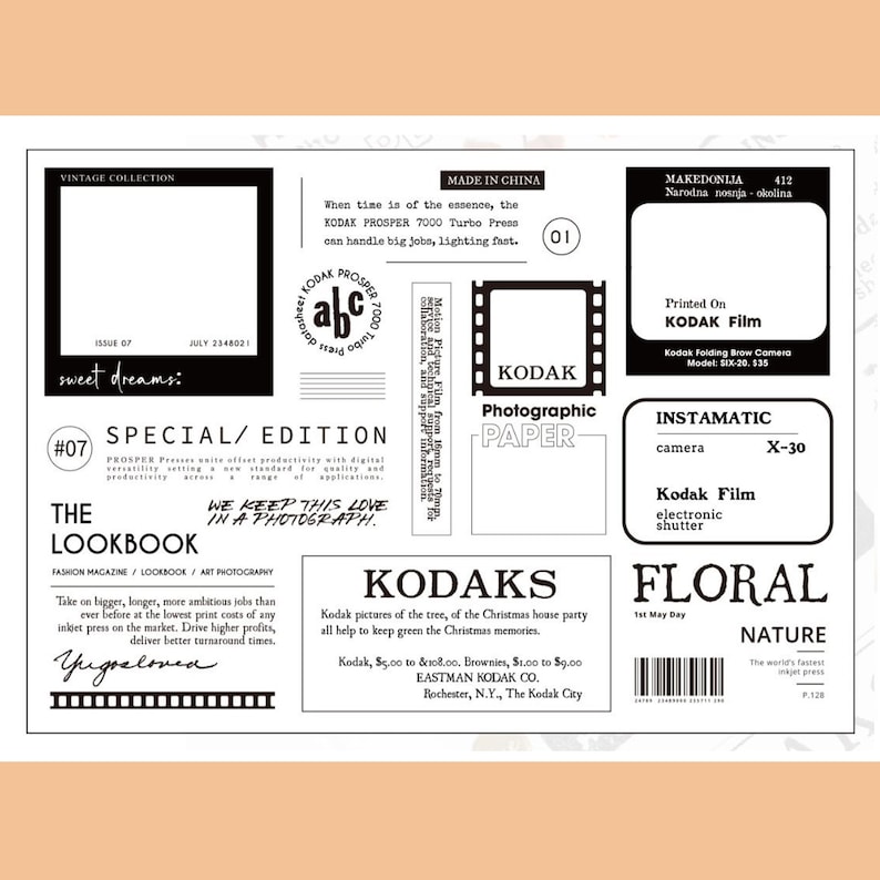 Clear Stamp Set /clear Stamps / Film Frame Kodak Vintage Filmstrip Lens ...
