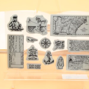 Cling Rubber Stamp Set / Rubber Stamps / Sailor Map Sailing Caption ...