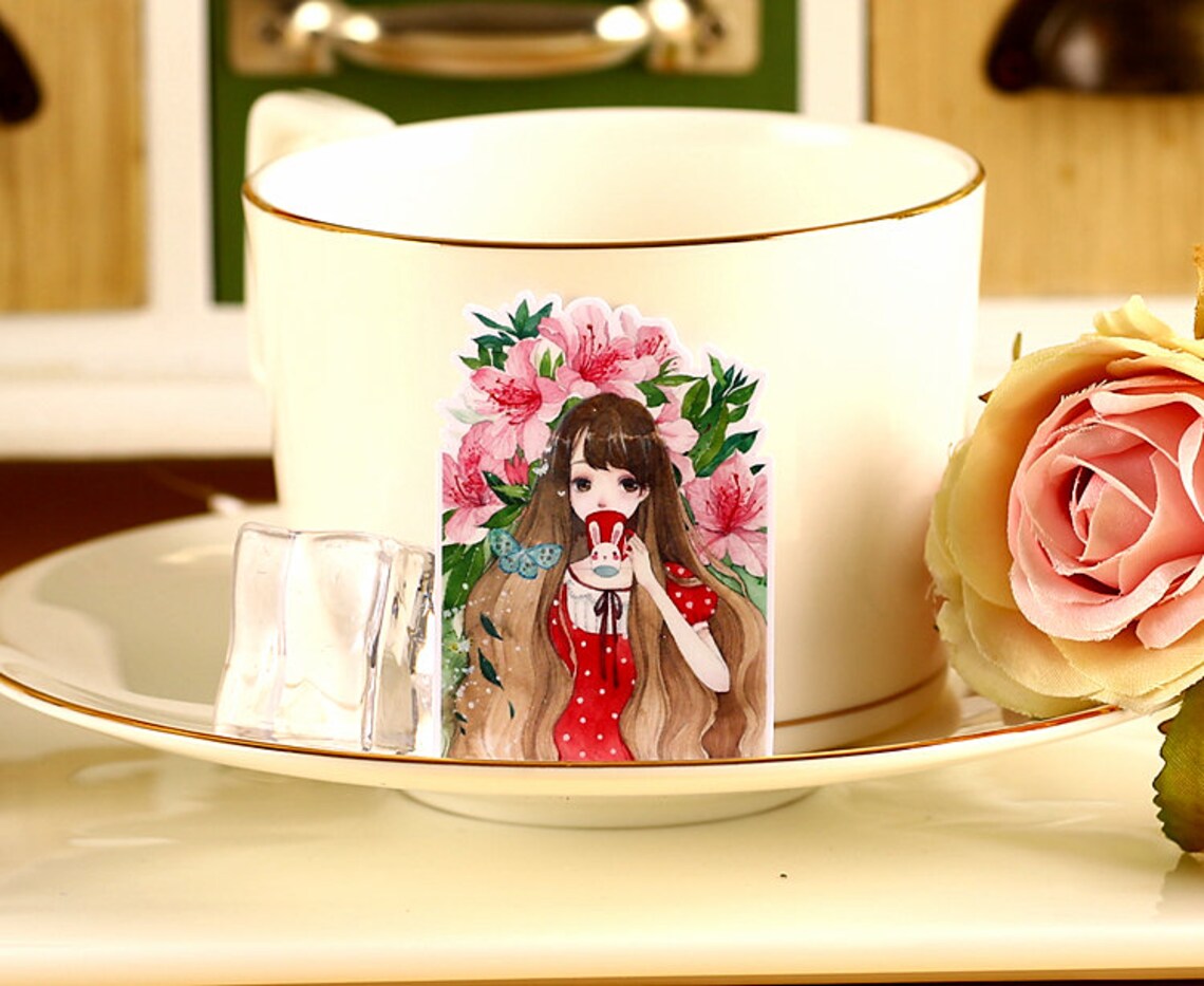 Floral Girl Stickers Modern Girls Flower Floral Themed | Etsy