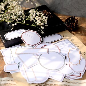 50pcs/pack Vintage Label Sticker Junk Journal Kit Pack, Canvas Texture ...