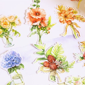 Flower Stickers | Floral Wreath Plants Themed Decorative Stickers, Die ...