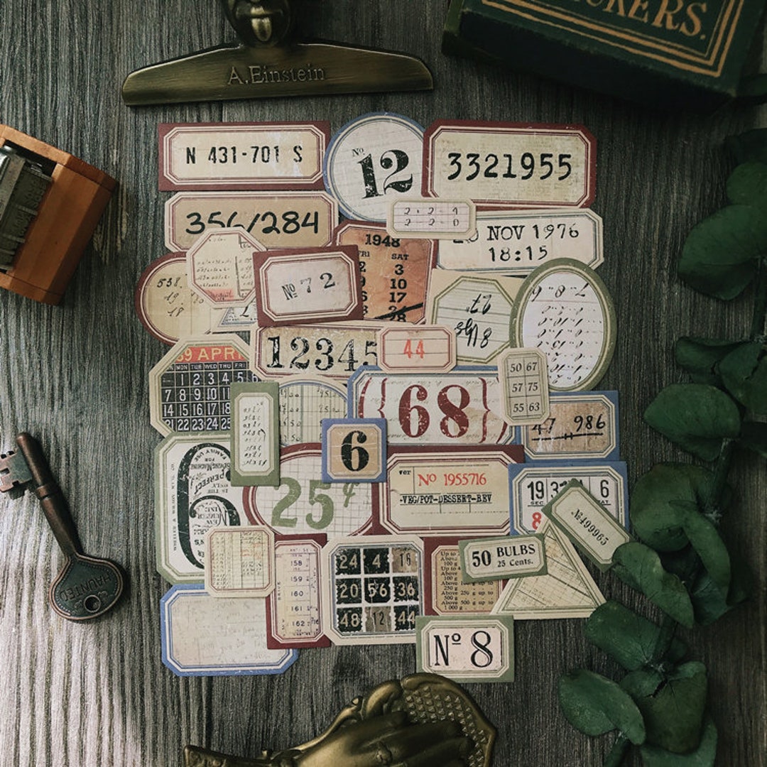 Vintage Number Receipt Stickers- Vintage Number Ticket , Ephemera for ...
